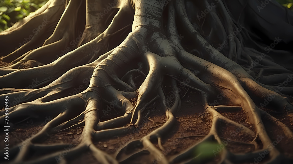 Root system of a tree growing underground, soil cross section Stock ...