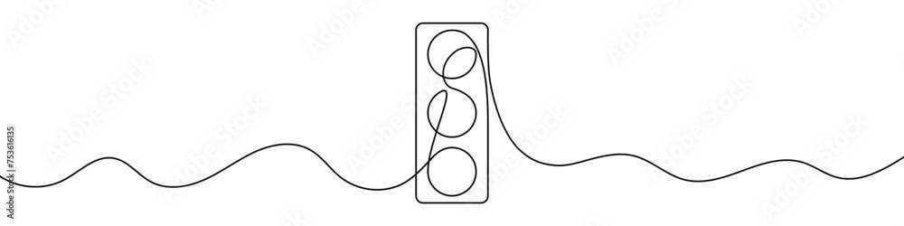 Continuous editable drawing of traffic light. One line drawing ...