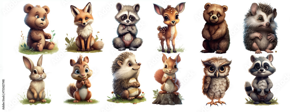 Adorable Collection of Woodland Animals: Detailed Vector Illustrations ...
