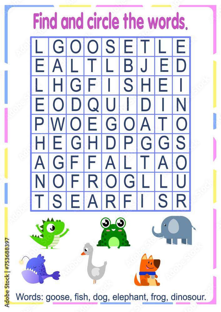 Educational word search game for children. Crossword game. Fairy tale ...