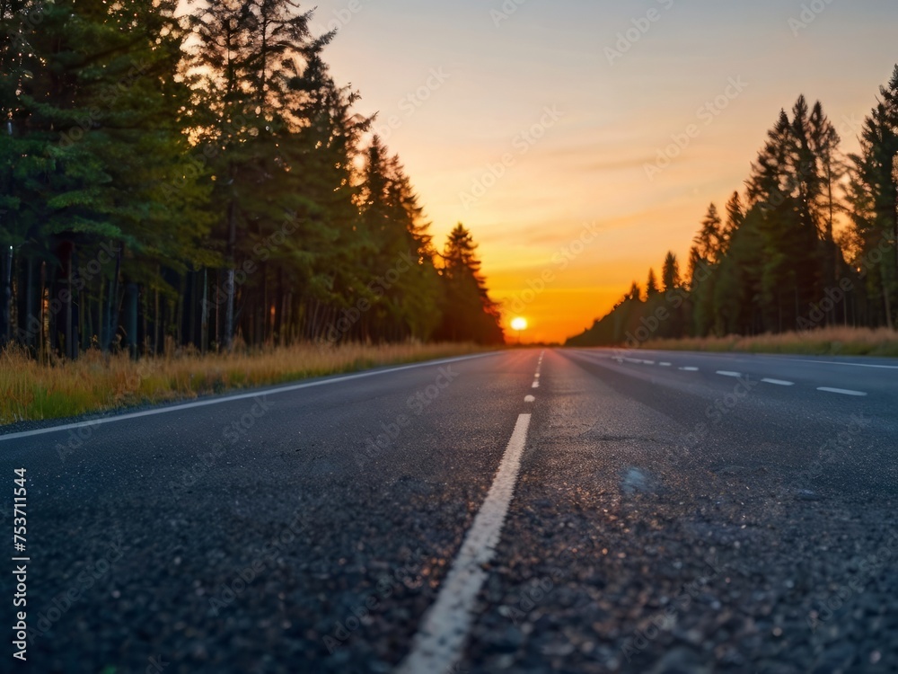 beautiful sun rising sky with asphalt highways road in rural scene use ...