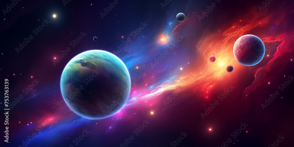 Alien planet fantasy landscape space background. Sci-fi horizontal ...