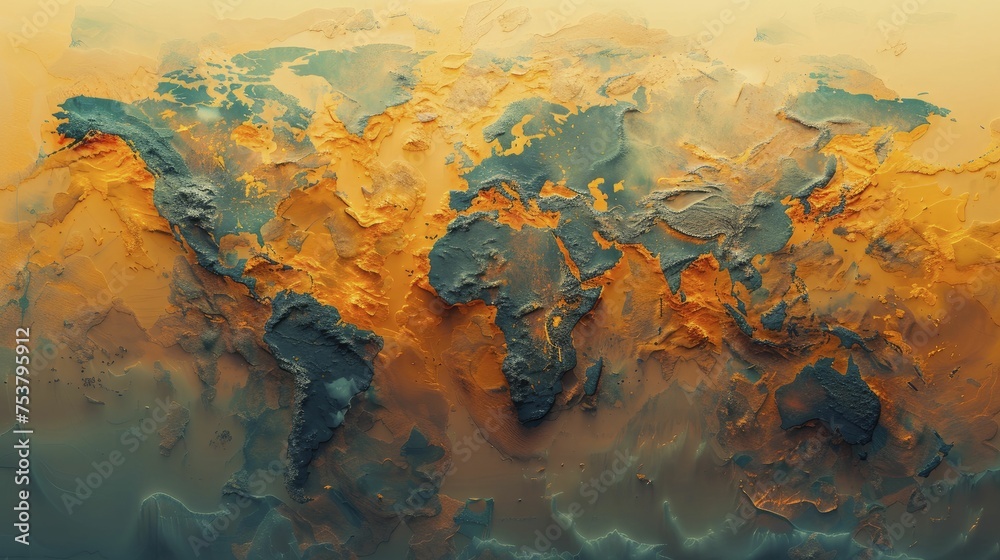 A digital map illustrates global warming by displaying temperature ...