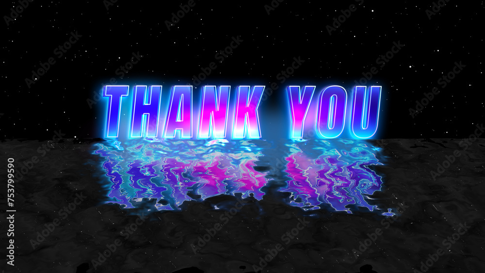 Ilustración de Stock Thank You 80s retro futuristic neon glow cyberpunk ...