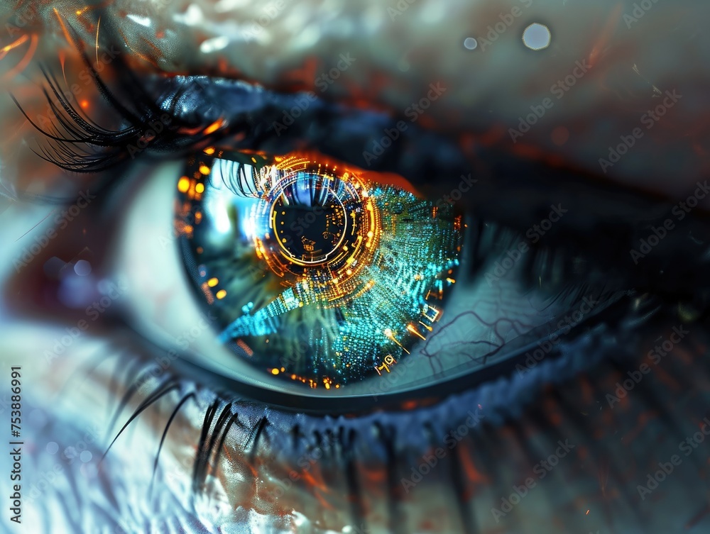 Illustration Stock Image depicting an eye equipped with a cutting-edge ...