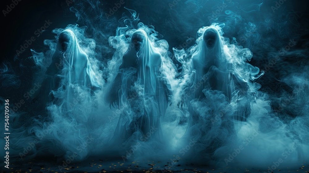 Halloween ghost, 3D scary white ghost, ghoul or shadow demon spirit ...
