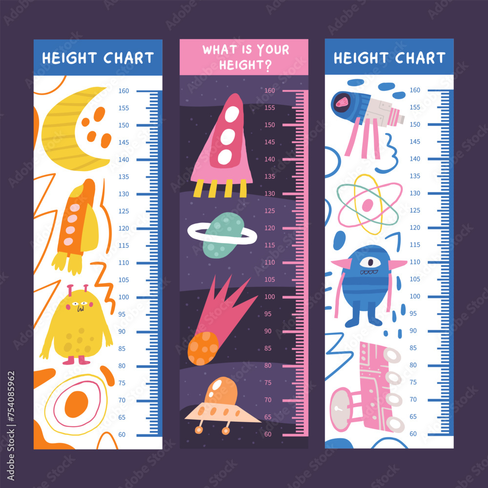 Stock-Vektorgrafik „Space, cosmos, universe kid height measurement ...