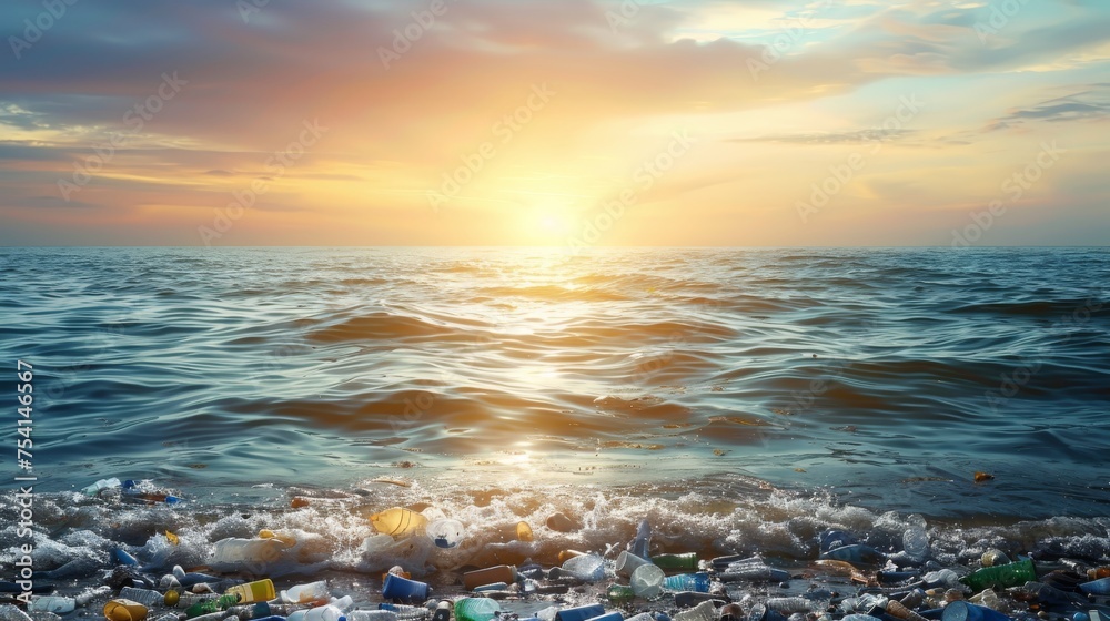 Plastic waste in seawater Pollution in oceans, rivers, canals, roads ...