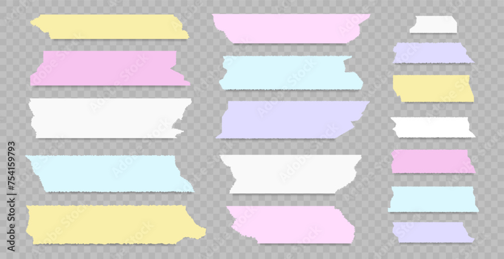 Set of colorful torn rip edges paper strip pieces. Vector ripped ...