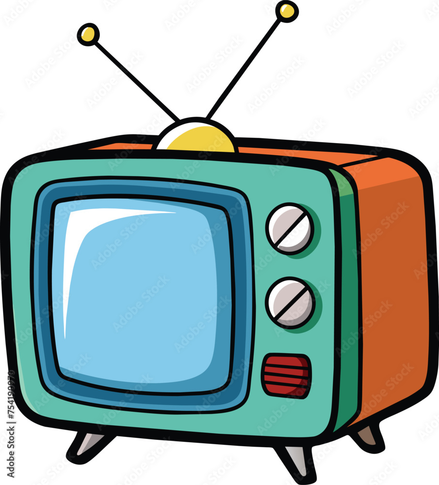 retro TV set isolated on a white background, cartoon kids' TV logo ...