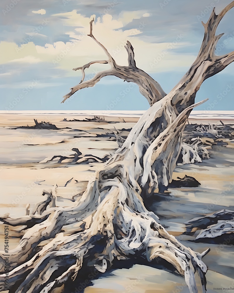 Driftwood beach jekyll island Georgia Coast Acrylic Painting ...