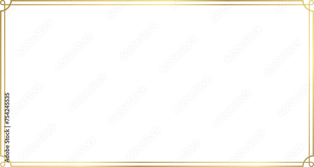 Gold frame for web presentation, vintage style double line horizontal ...