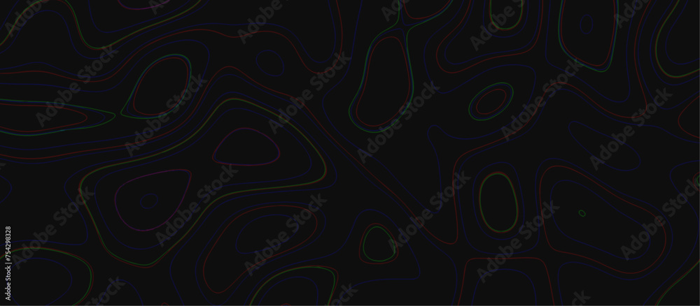 Abstract outline topographic contour map background. Dark texture ...