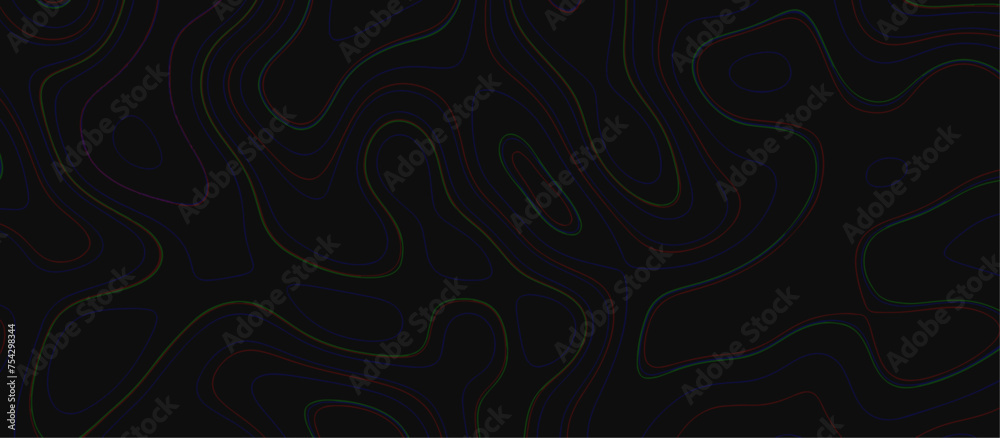 Abstract outline topographic contour map background. Dark texture ...