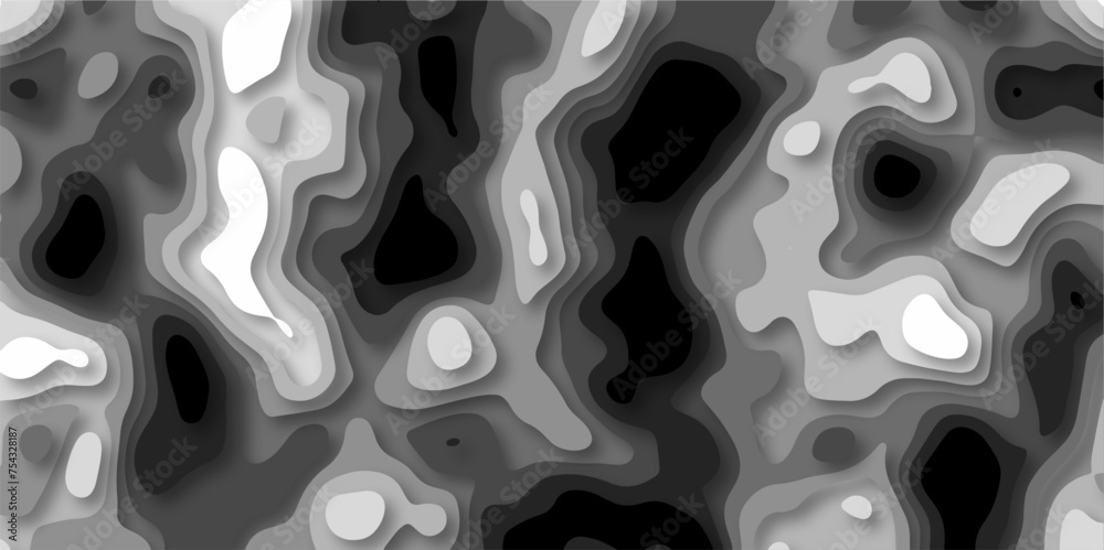 3D Stylized topographic contour map. Geography scheme and terrain ...
