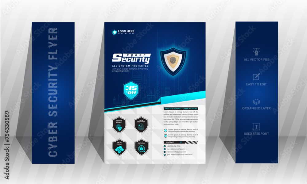 Cyber security mordent flyer template 4. Cybersecurity threats ...