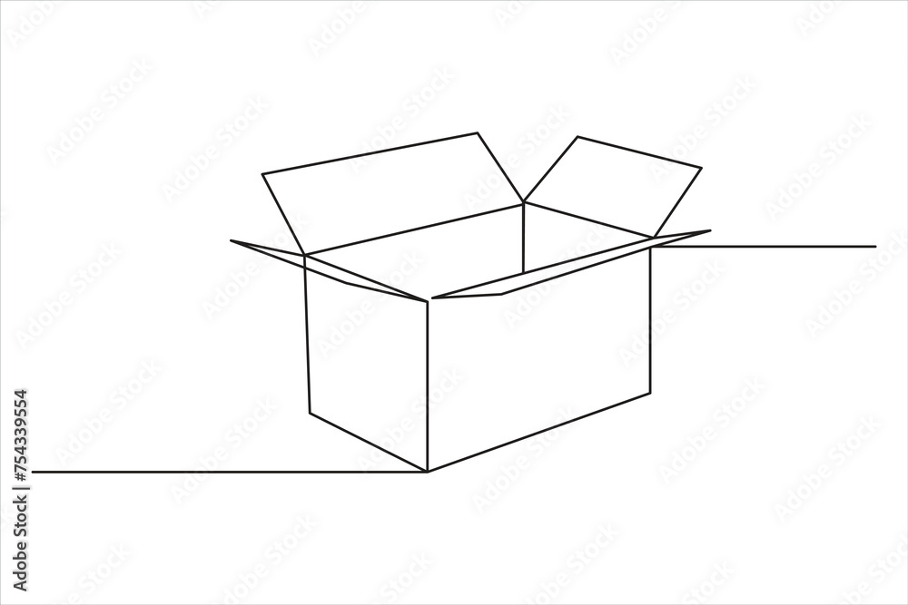 cardboard box in Continuous one line drawing. Vector illustration ...