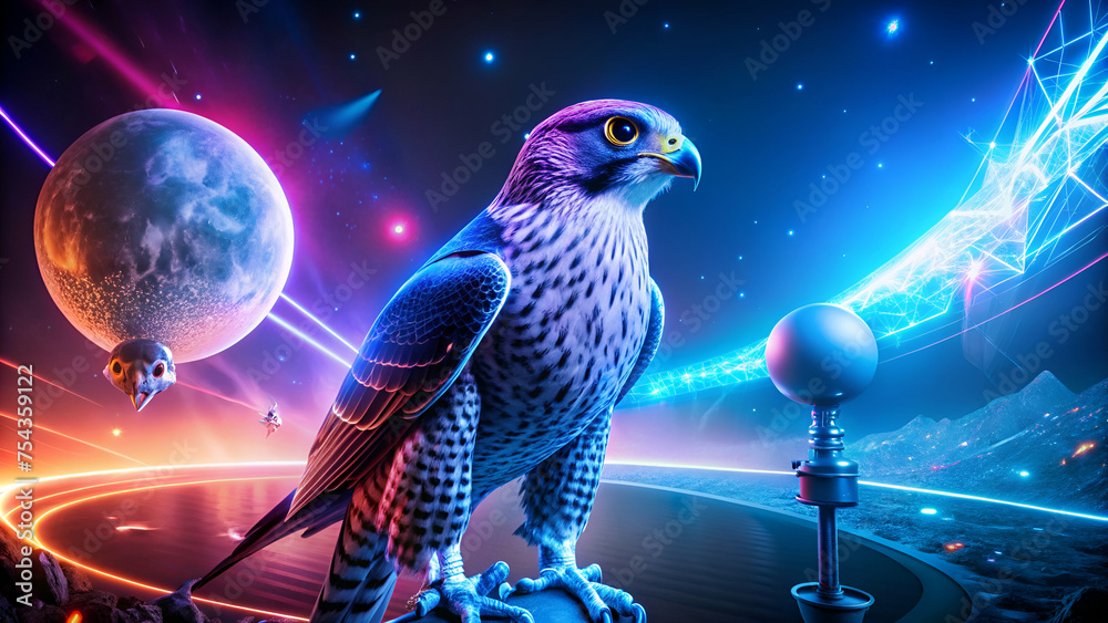 Neon falcon robotics space Stock Photo | Adobe Stock