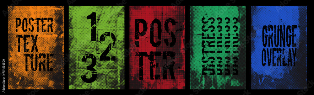 Distressed poster backgrounds with grunge halftone effect. Punk poster ...
