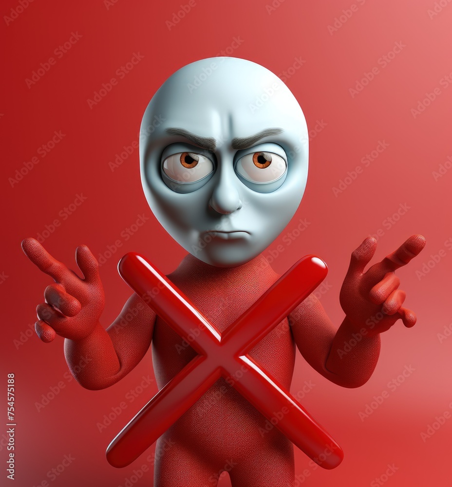 Banning entry: a 3d prohibition concept with a red x sign, a virtual ...