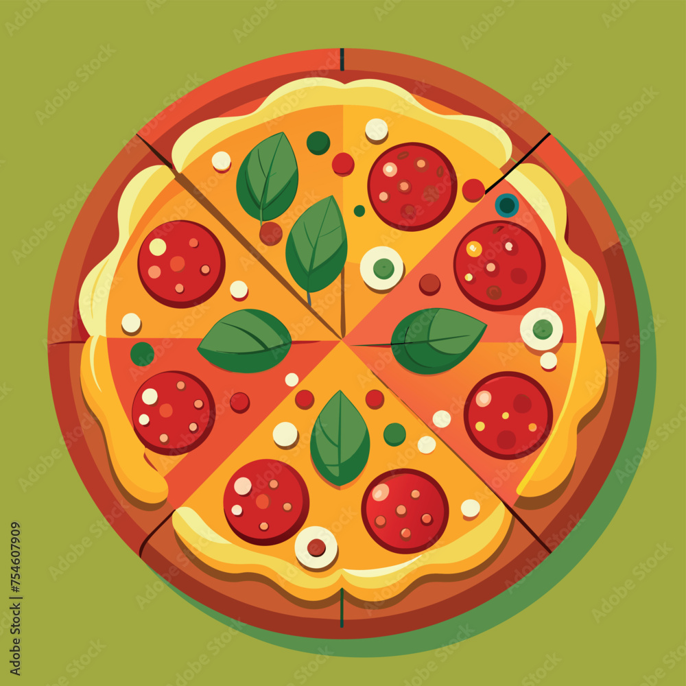 cartoon isolated vector image of a pizza. cartoon fast food pizza ...