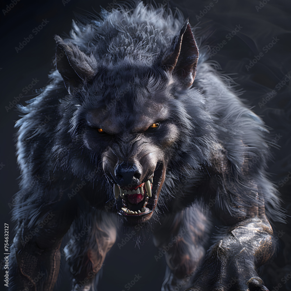 A 3D illustration featuring a werewolf, capturing the essence of a ...