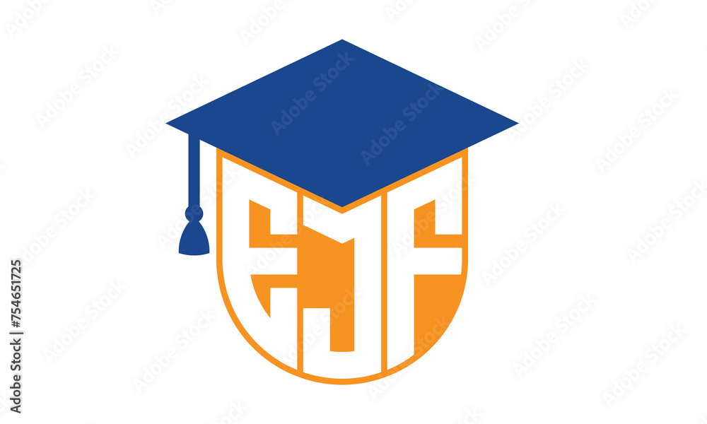 EJF initial letter academic logo design vector template. school college ...
