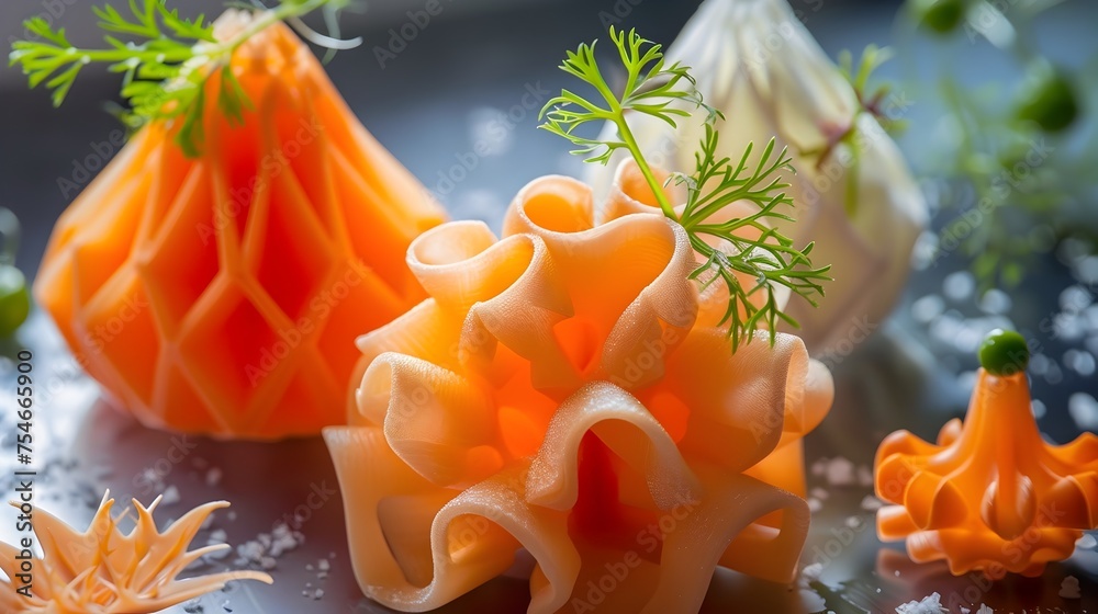 3D Food Art Intricate Carrot Sculpture with White Truffle, To showcase ...
