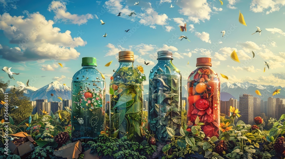 Reduce, Reuse, Recycle, Create a visually striking image that promotes ...