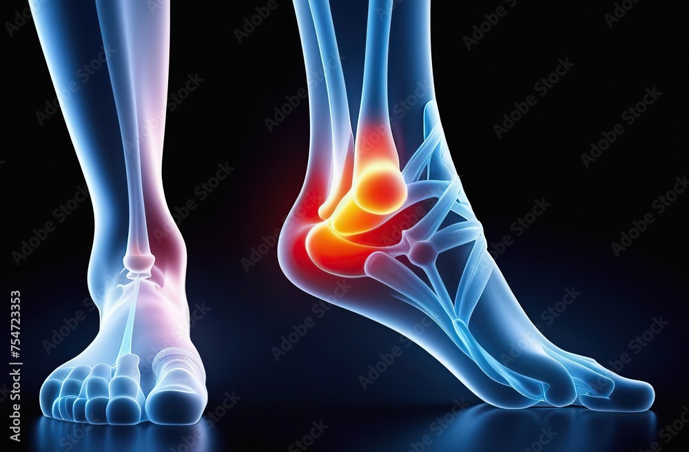 Joint diseases, hallux valgus, plantar fasciitis, heel spur, woman's ...