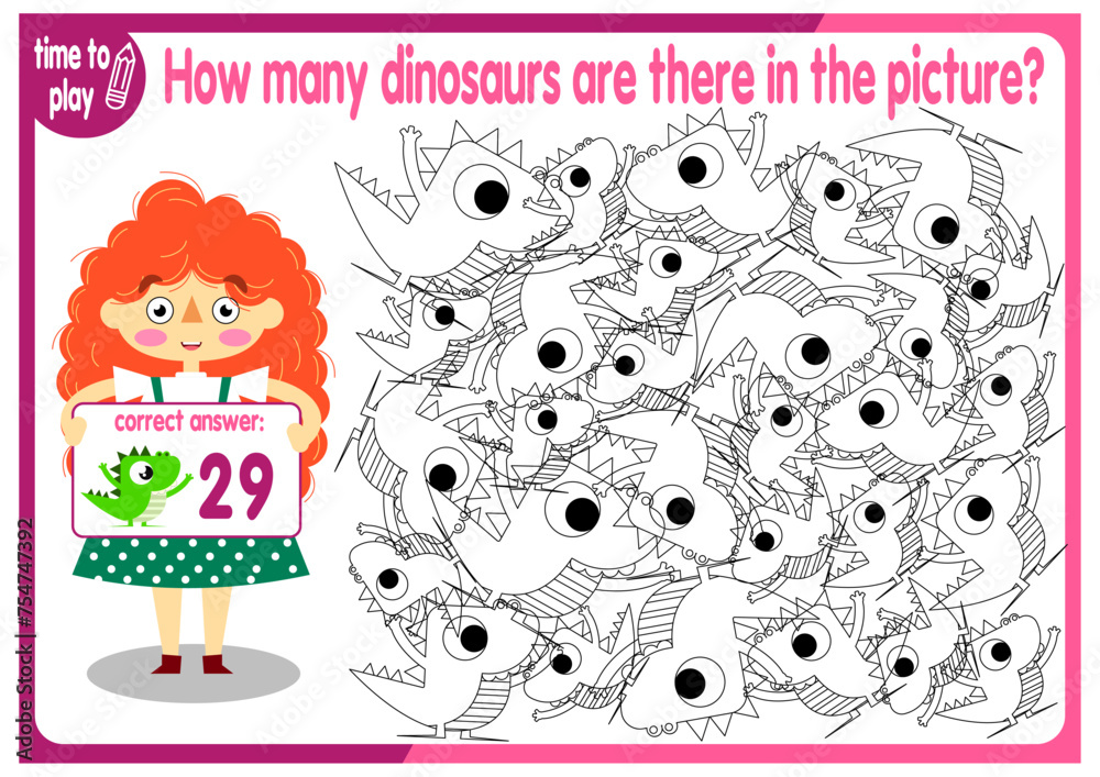 Count how many dinosaurs are hidden in the picture. How many objects ...