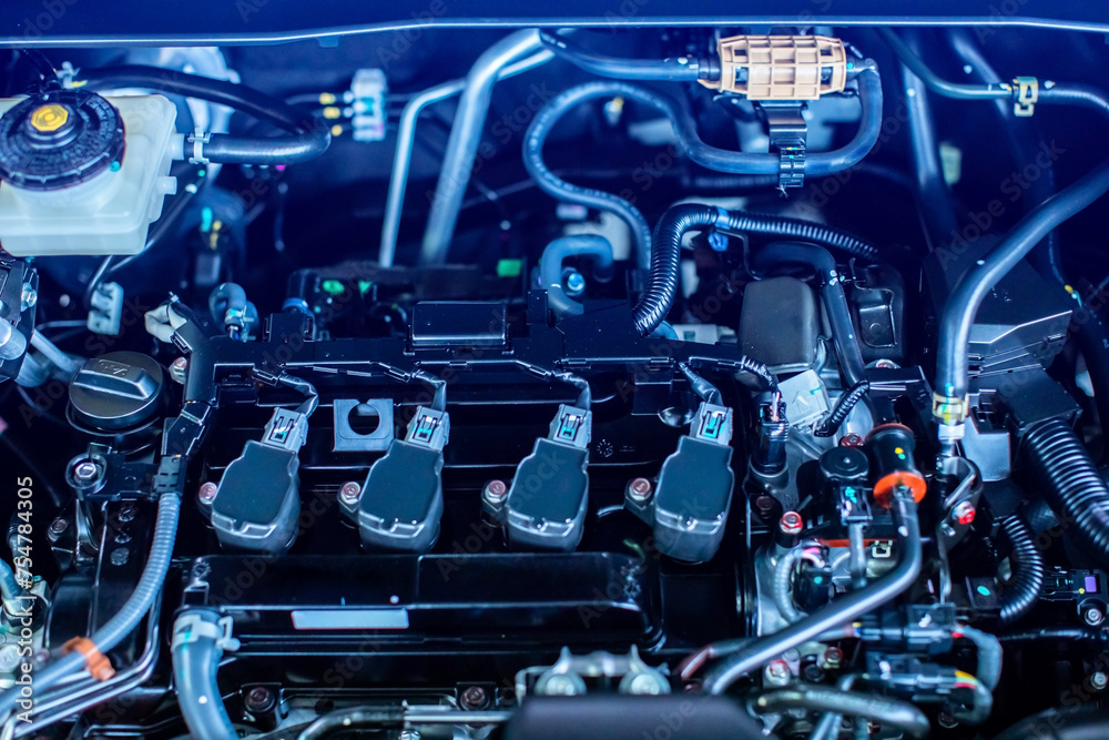 Selective focus to hybrid automotive industry part of modern new car ...