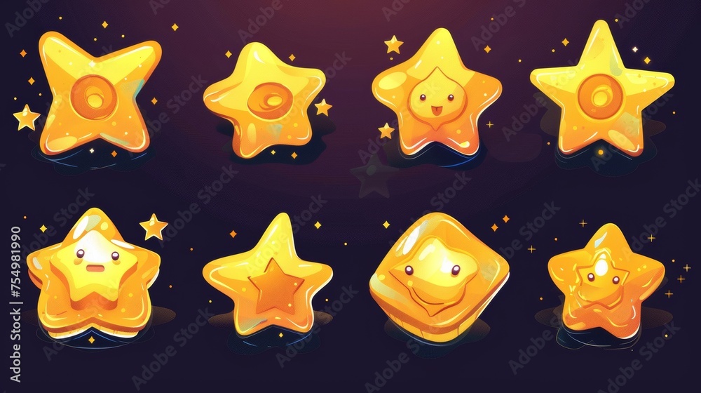 Game sprite animation set, UI rate sequence frame, UI design elements ...