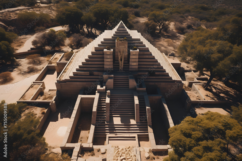 Aztec temple, drone photo of a aztec temple, massive temple in the ...