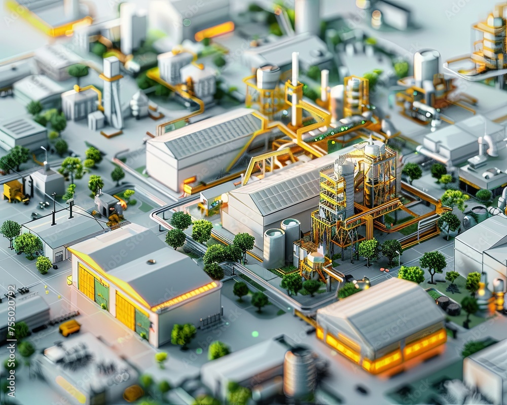 Miniature Industrial Facility Model with Detailed Structures A highly ...