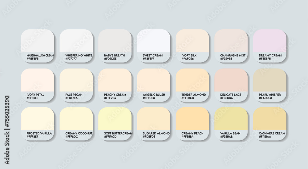 Vektor Cream Color Guide Palette with color Names. Catalog Samples are ...