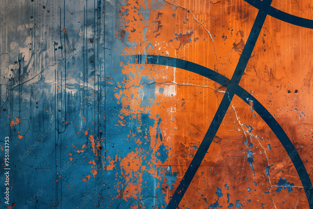 Basketball Background Blue Orange Paint Texture Splatter Urban Stock ...