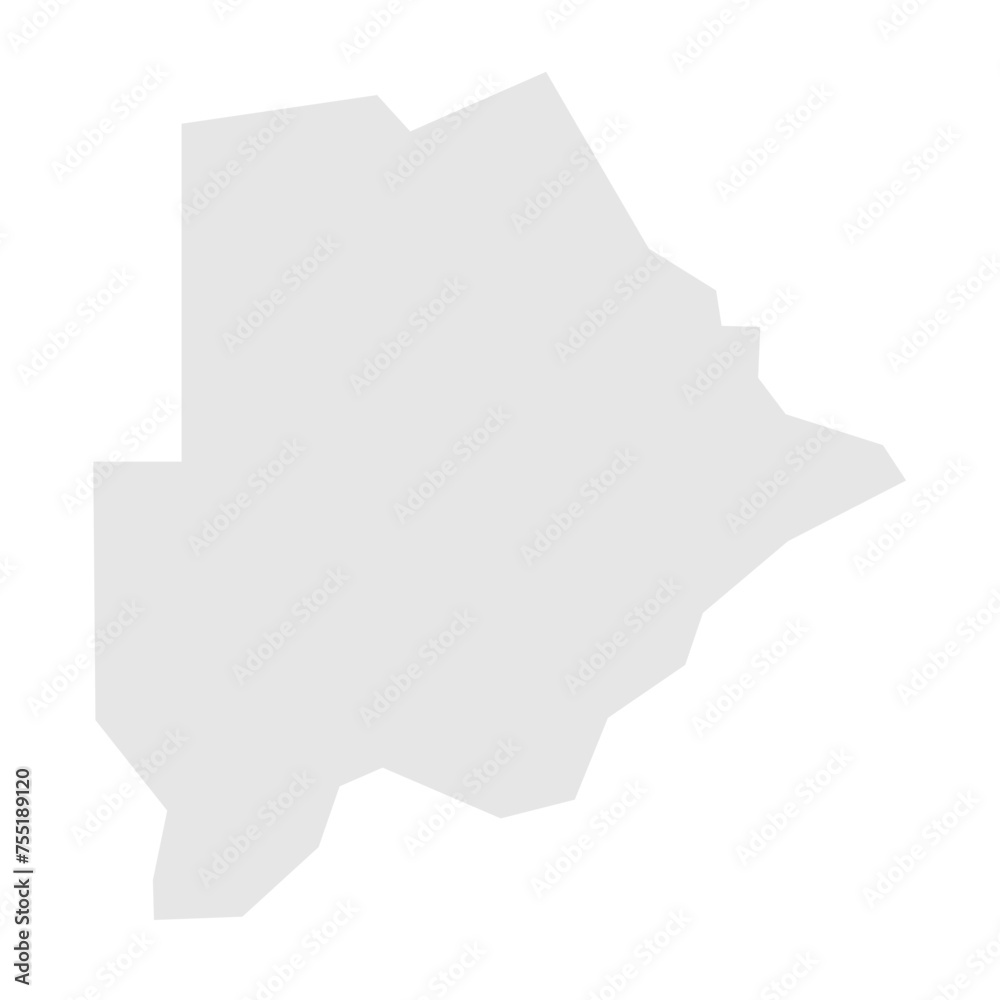 Botswana country simplified map. Light grey silhouette with sharp ...