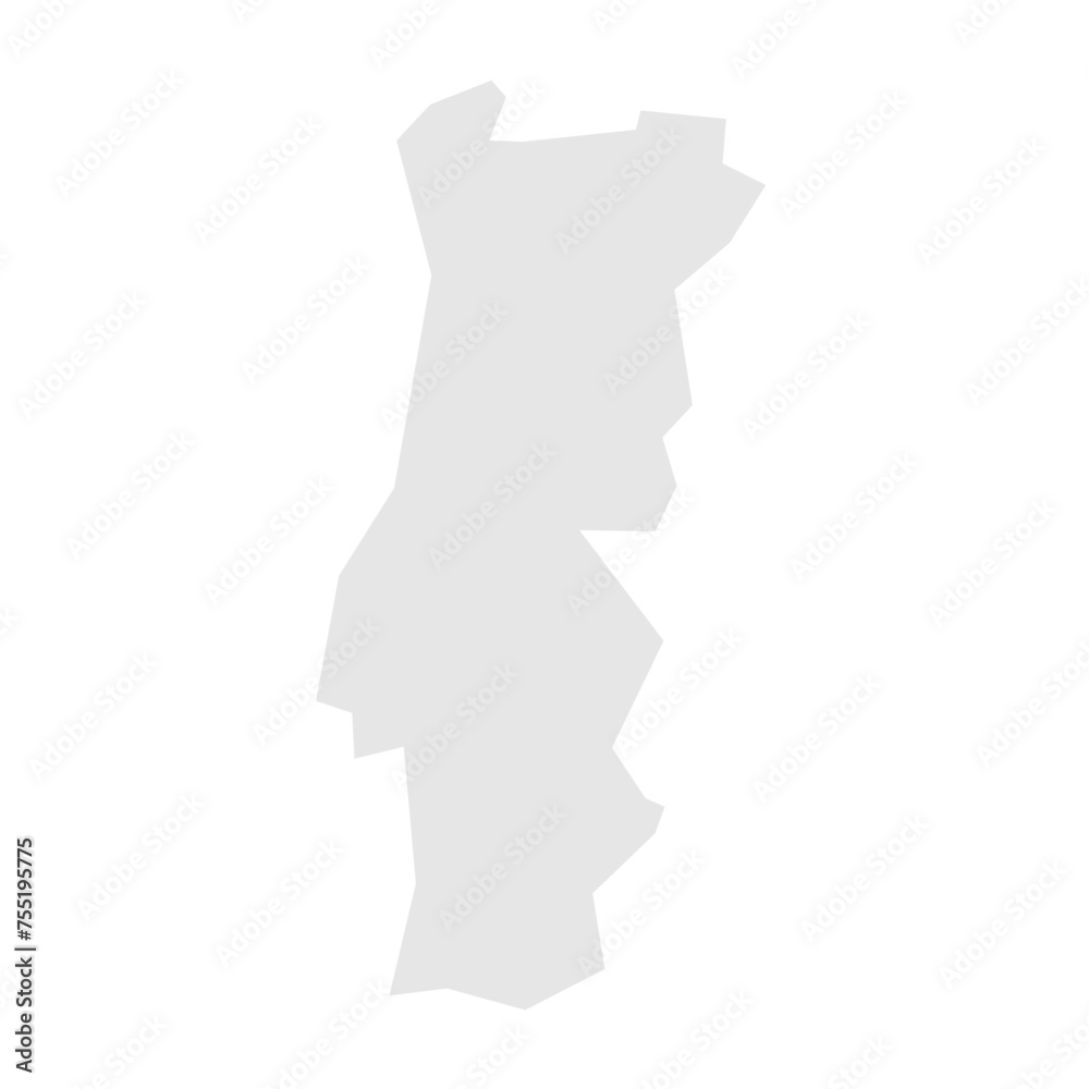 Portugal country simplified map. Light grey silhouette with sharp ...