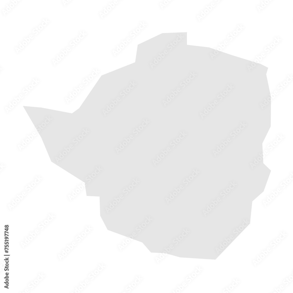 Zimbabwe country simplified map. Light grey silhouette with sharp ...