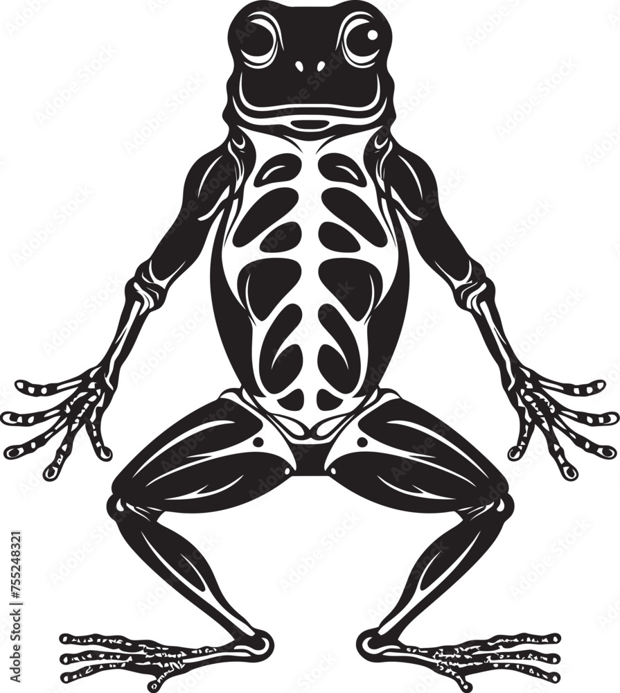 Eerie Amphibian Frog Skeleton Logo Design in Vector Bony Hopper ...