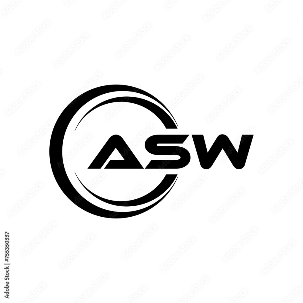 ASW letter logo design in illustration. Vector logo, calligraphy ...