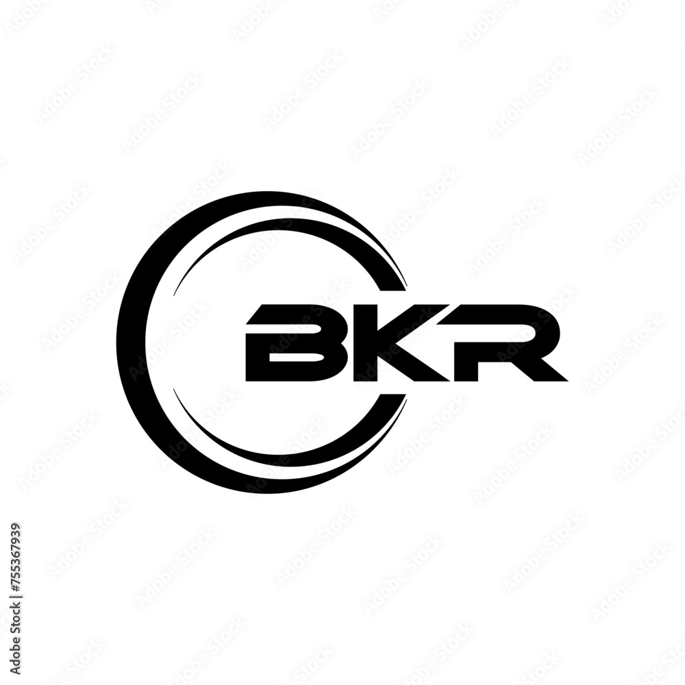 BKR letter logo design with white background in illustrator, cube logo ...