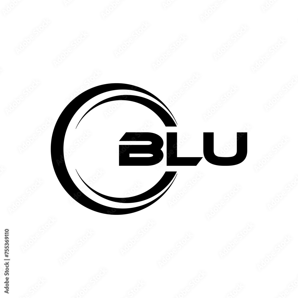 BLU letter logo design with white background in illustrator, cube logo ...