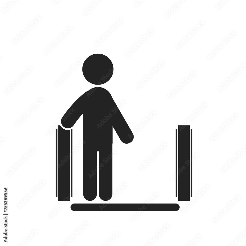 Isolated pictogram sign of stick figure use hand rail for indoor ...
