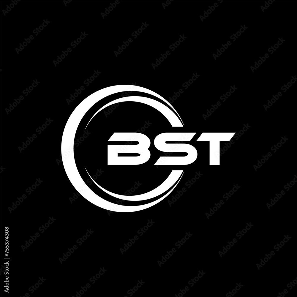 BST letter logo design in illustration. Vector logo, calligraphy ...
