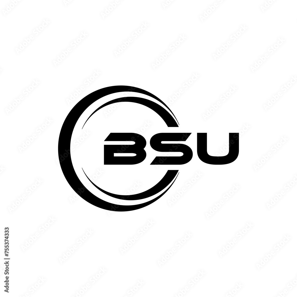 BSU letter logo design in illustration. Vector logo, calligraphy ...