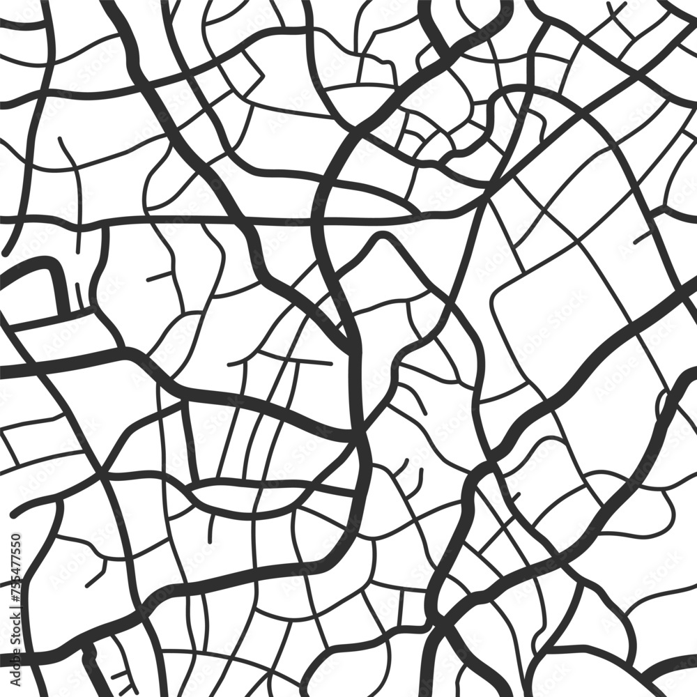 Abstract line of city with highways, major and minor roads, town ...