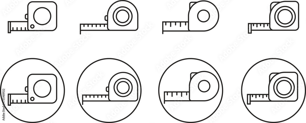 Set of Measuring tape icons . Outline styles editable stock for mobile ...