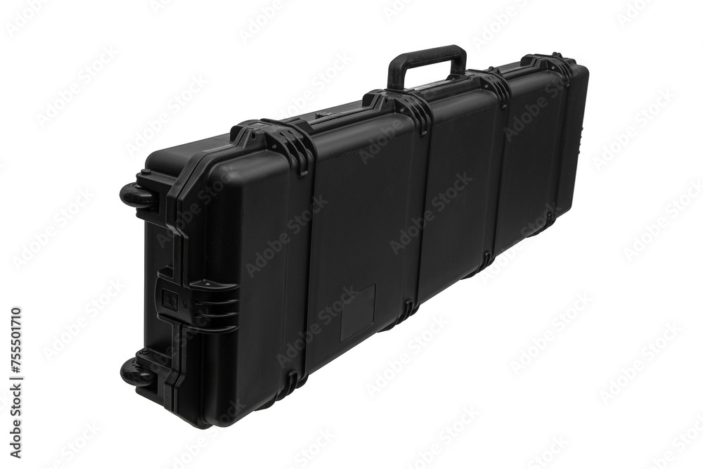 Large modern black case for storing and transporting weapons. Suitcase ...
